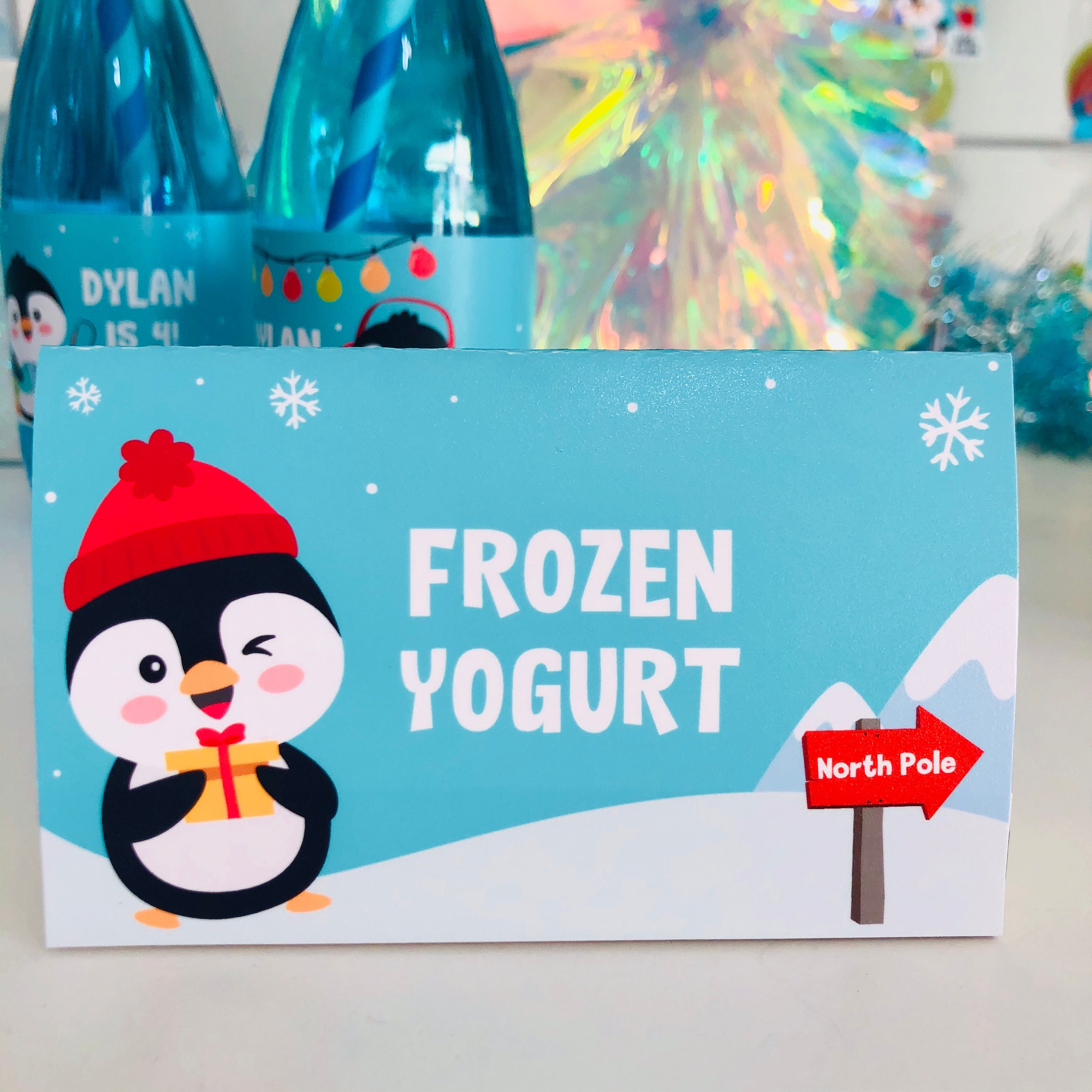 Penguin Food Label/ Winter Wonderland Food Tent Card/ Happy | Etsy