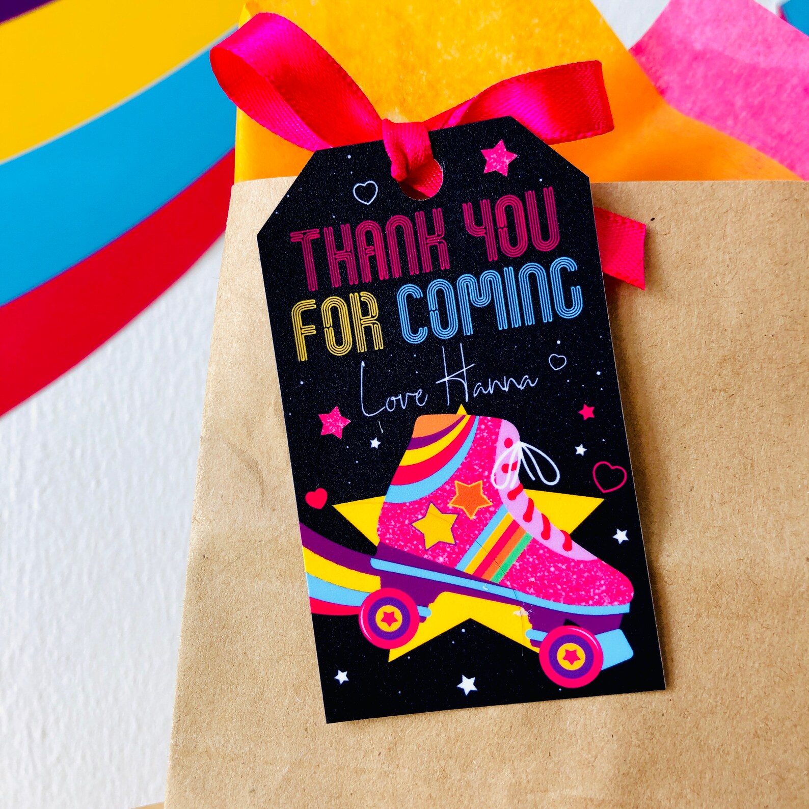 Roller Skating Party Favor Tags/ 90's Retro Disco Gift | Etsy