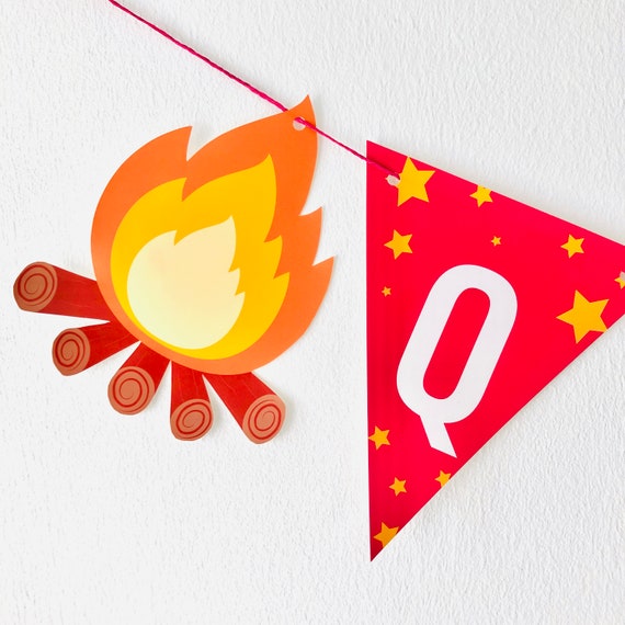 Glamping Birthday Banner/ Girl Camping Banner/ Campfire Banner EDITABLE ...