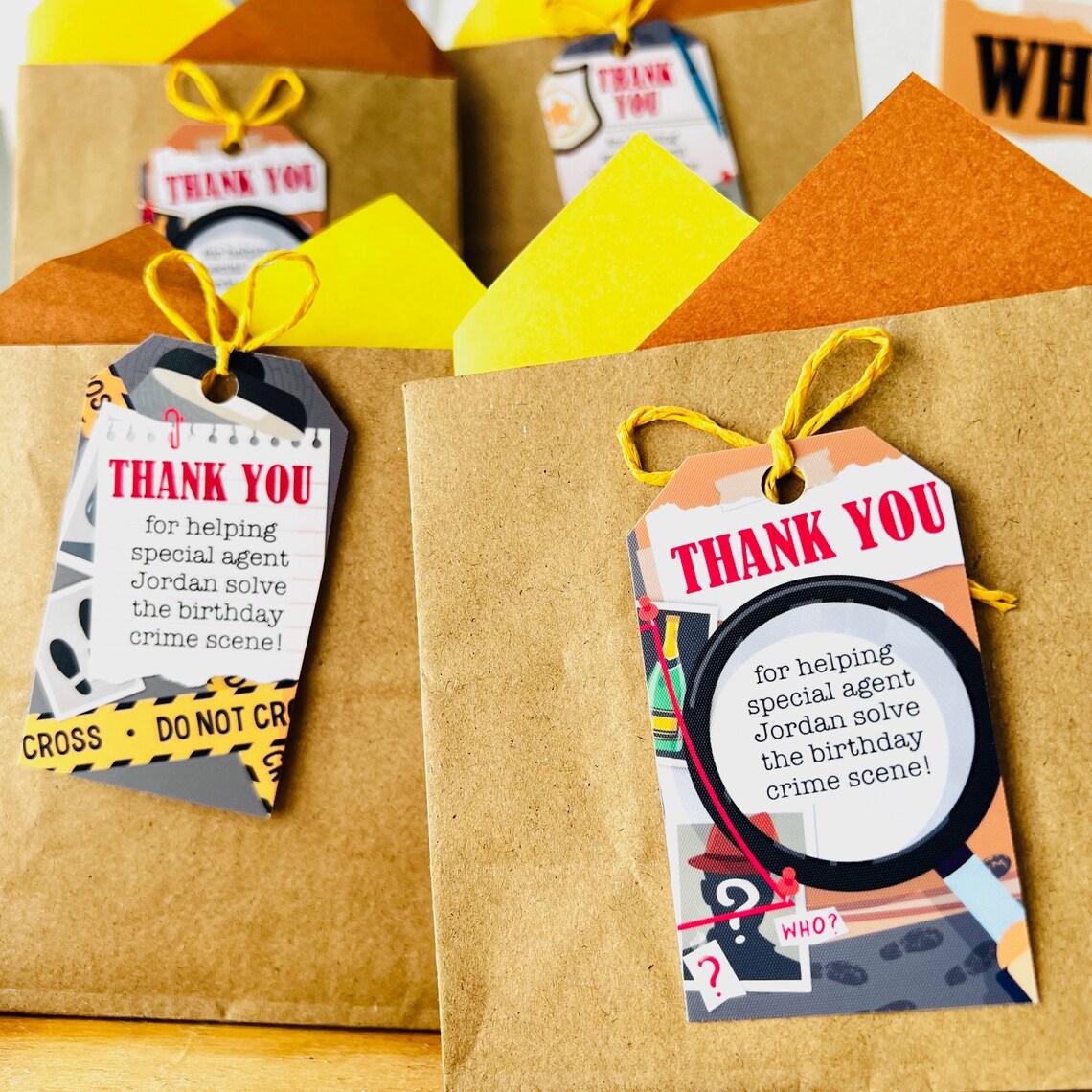 Detective Party Favors Gift Tags EDITABLE Printable | Murder Mystery ...