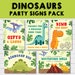 Dinosaurs Party Signs Pack Printable/ Dinosaurs Party Welcome Sign ...