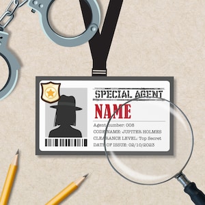 Detective Badge EDITABLE Printable | Secret Agent ID Card | Special ...