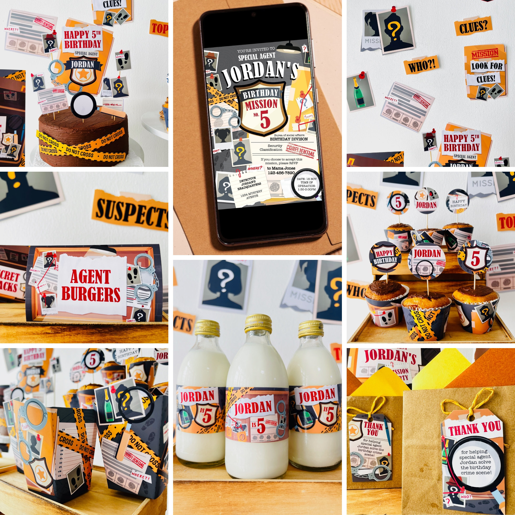 Detective Party Decoration EDITABLE Printable Kit | Murder Mystery ...