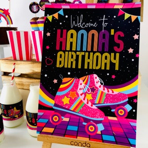 Roller Skating Party Sign Printable/ 90's Retro Disco Party Welcome ...