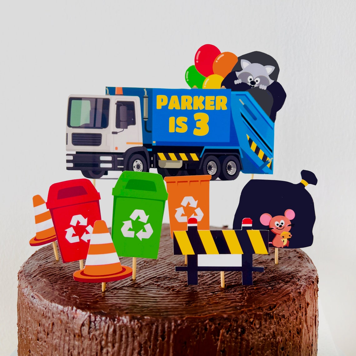 Blue Garbage Truck Party Decorations Kit/ Blue Trash Truck Trash Bash ...