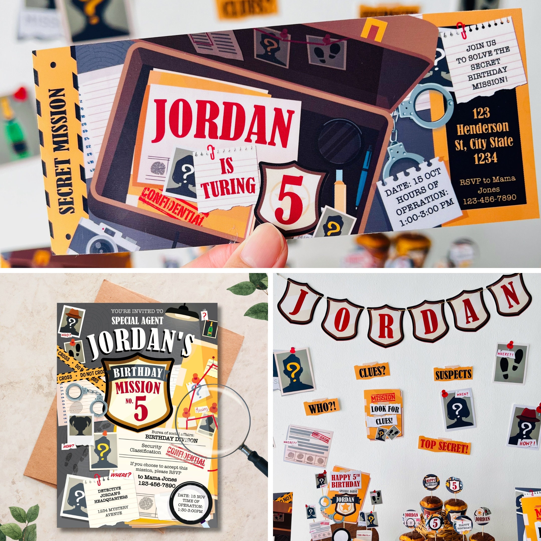 Editable Detective Party Decoration Kit | Printable Secret Agent Theme ...
