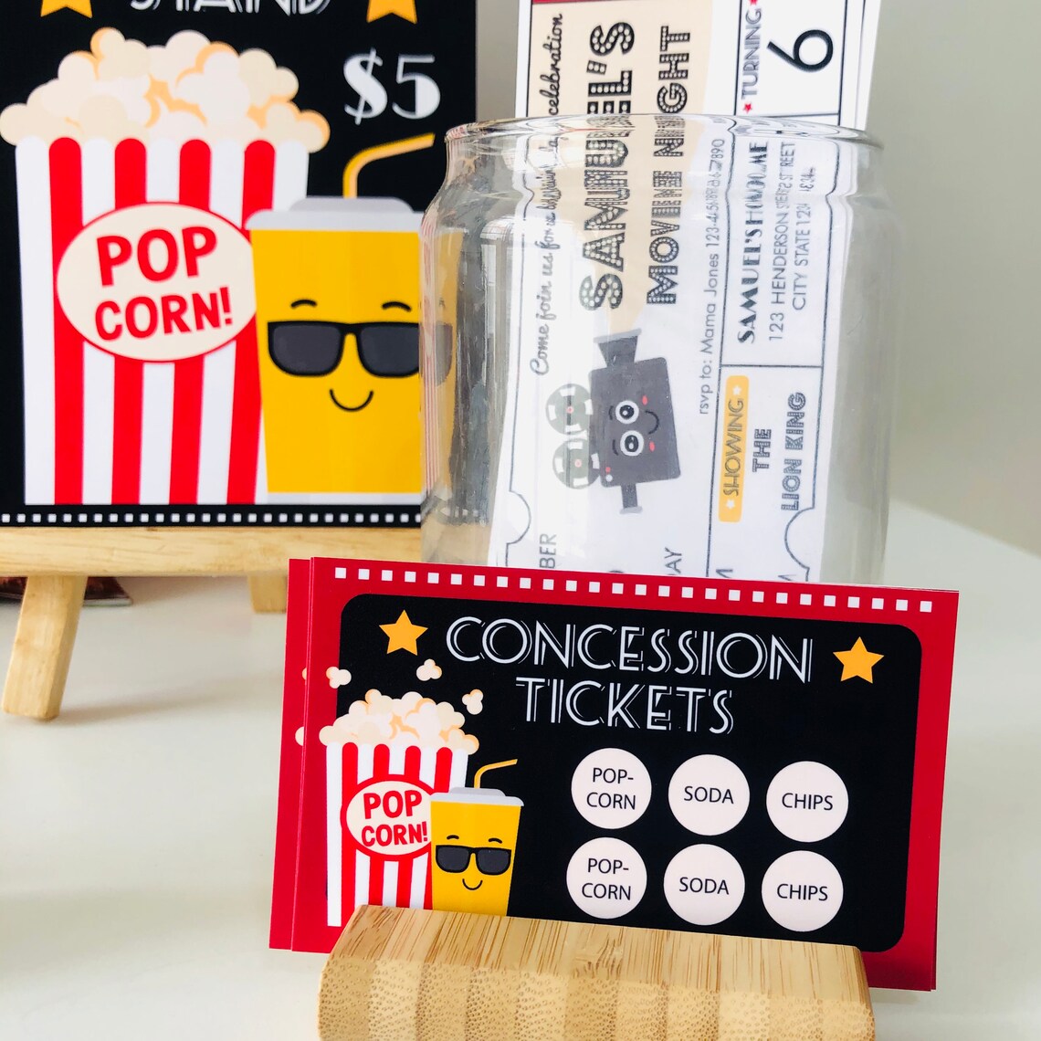 Movie Night Concession Tickets EDITABLE Printable | Retro Hollywood ...