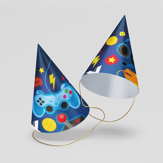 Video Game Party Hats Printable/ Gamer Party Hat Templates Party ...