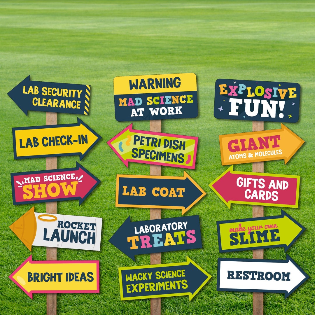 Mad Science Party Directional Signs/ Scientist Party Signs Party ...