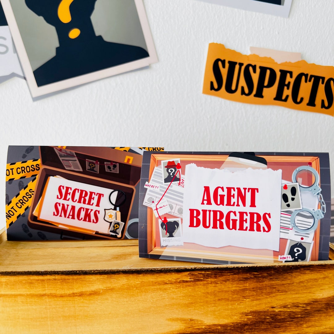 Detective Party Food Labels EDITABLE Printable | Murder Mystery Party ...