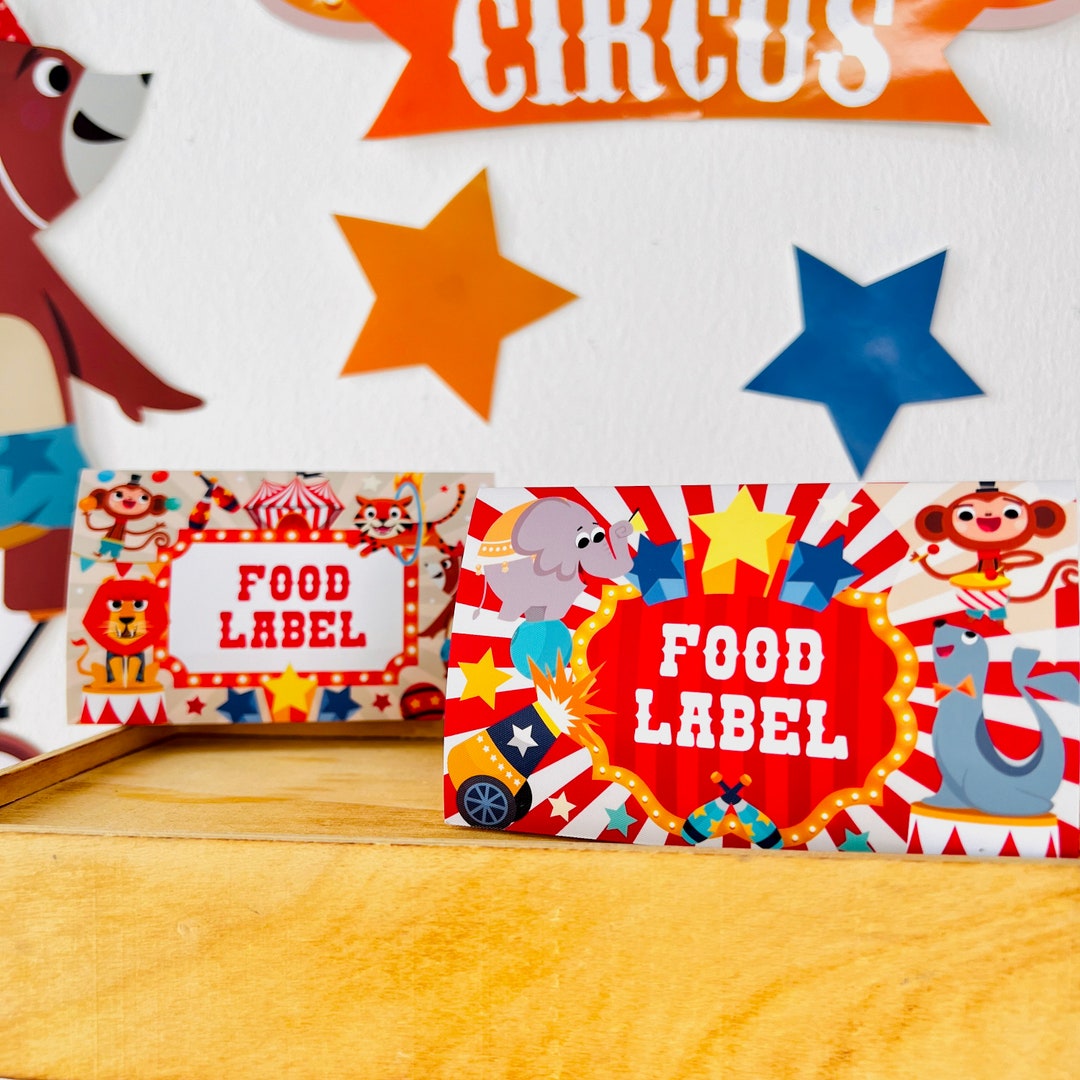 Circus Animals Party Food Labels EDITABLE Printable | Birthday Carnival ...