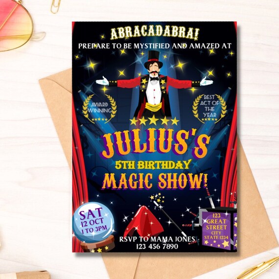 Magic Show Birthday Invitation EDITABLE Printable/ Magician Party ...
