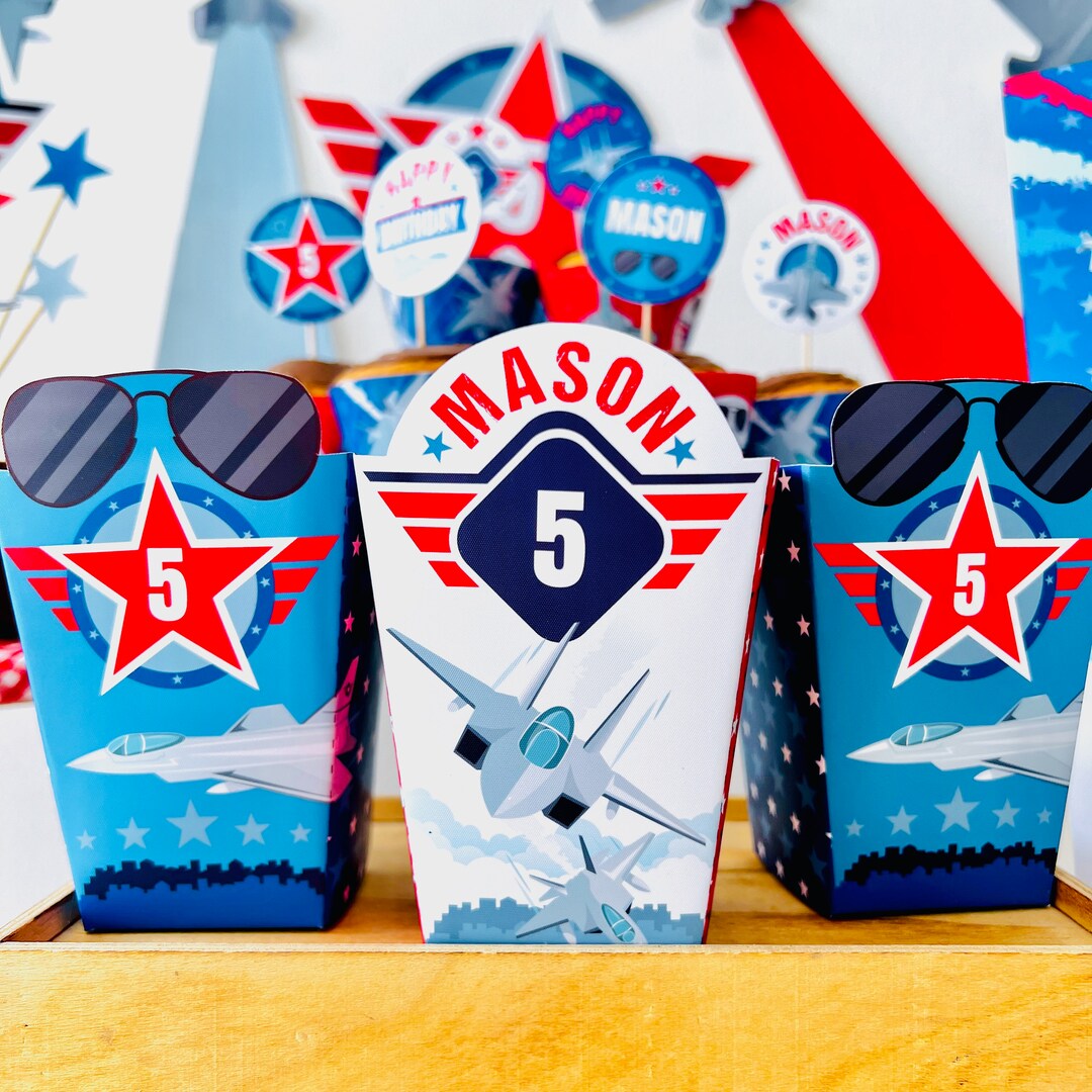 Fighter Pilot Party Favor Boxes EDITABLE Printable | Military Jet Party ...