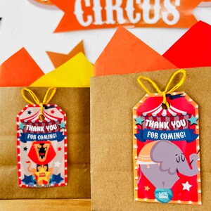 Circus Animals Party Favors Gift Tags EDITABLE Printable | Birthday ...