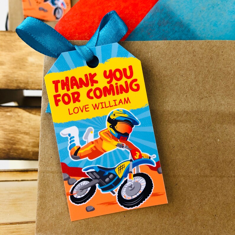 Dirt Bike Party Favor Tags/ Motocross Gift Tags/ Motorbike Gift Tags ...