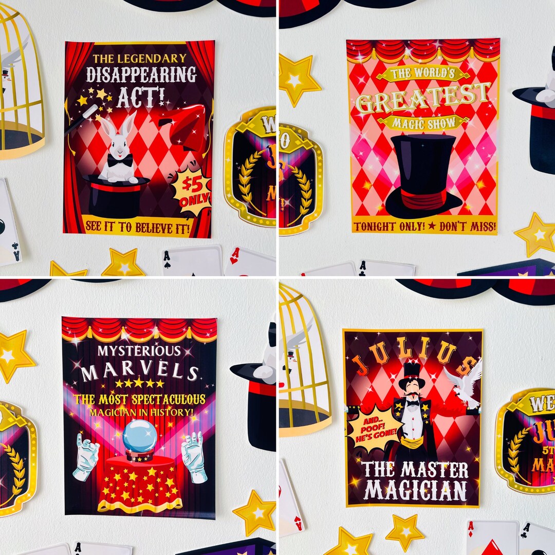 Magic Show Party Signs EDITABLE Printable/ Magician Party Posters/ the ...