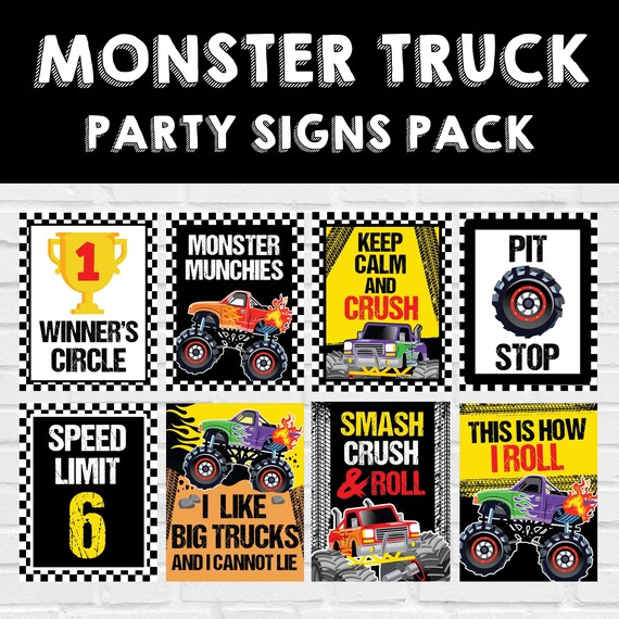 Monster Truck Party Signs Printable Pack/ Monster Jam Party | Etsy