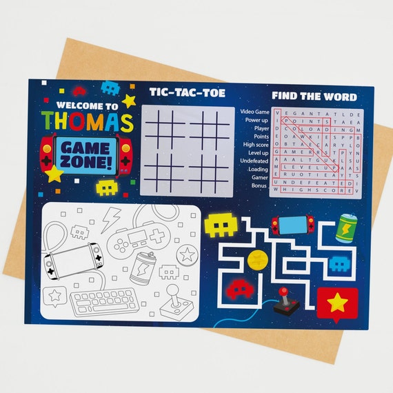 Video Game Party Game Coloring Place Mat/ Gamer Gaming Party Activity ...