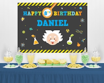 Science Birthday Pink Backdrop Editable Party Printable/ | Etsy