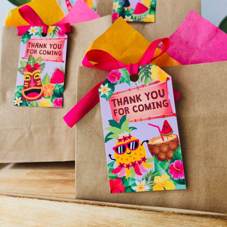 Luau Party Favor Tags/ Hawaiian Tiki Party Gift Tags/ Tropical - Etsy