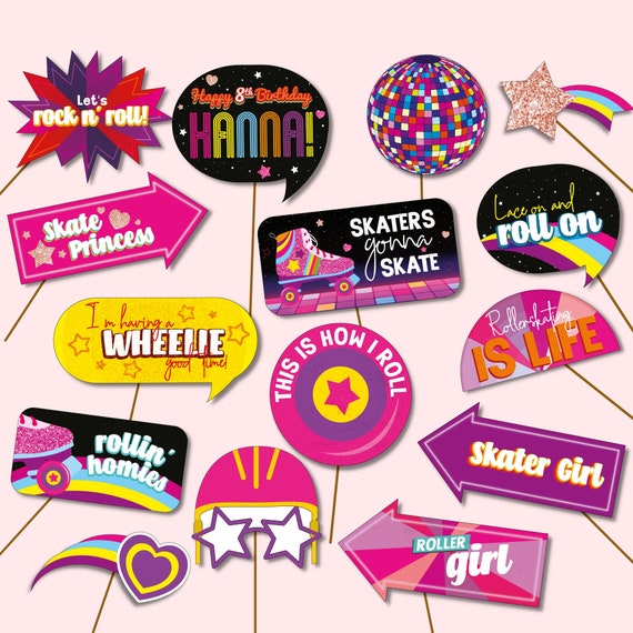 Rollerskating Party Photo Props/ Retro Disco Photo Booth/ Rollerskates ...