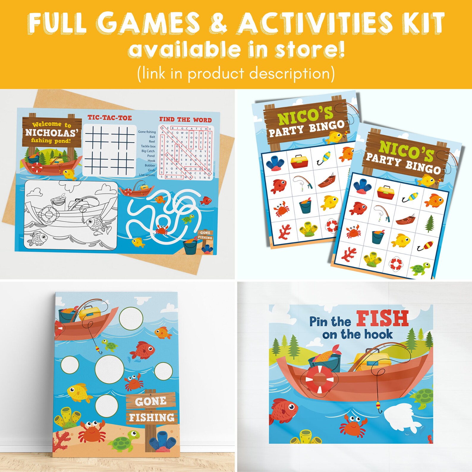 Fishing Party Games Pin the Fish Game Printable / Gone Fishing Birthday ...