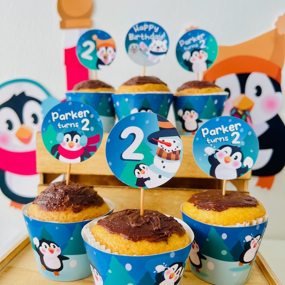 Penguin Party Cupcake Topper EDITABLE Printable/ Penguin Winter ...