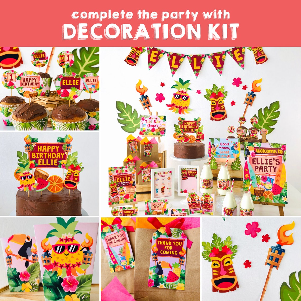 Luau Party Welcome Sign Printable, Tropical Decor (editable Texts) - Etsy