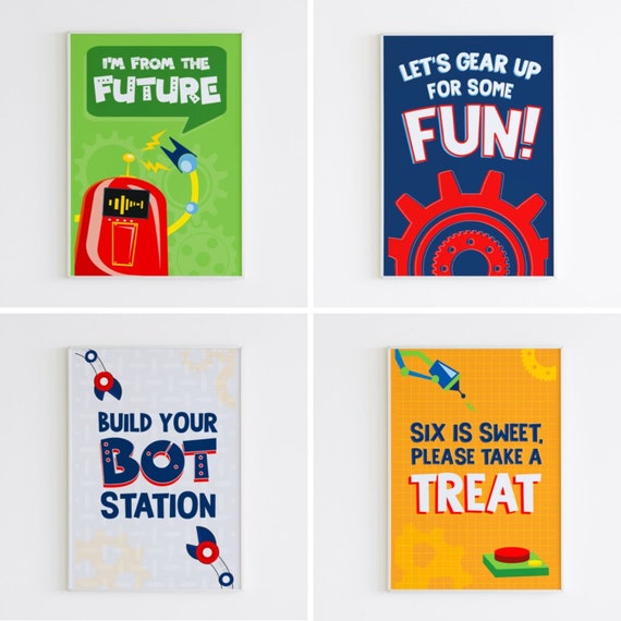 Robots Science Party Signs Editable Printable Pack/ Robot Party ...