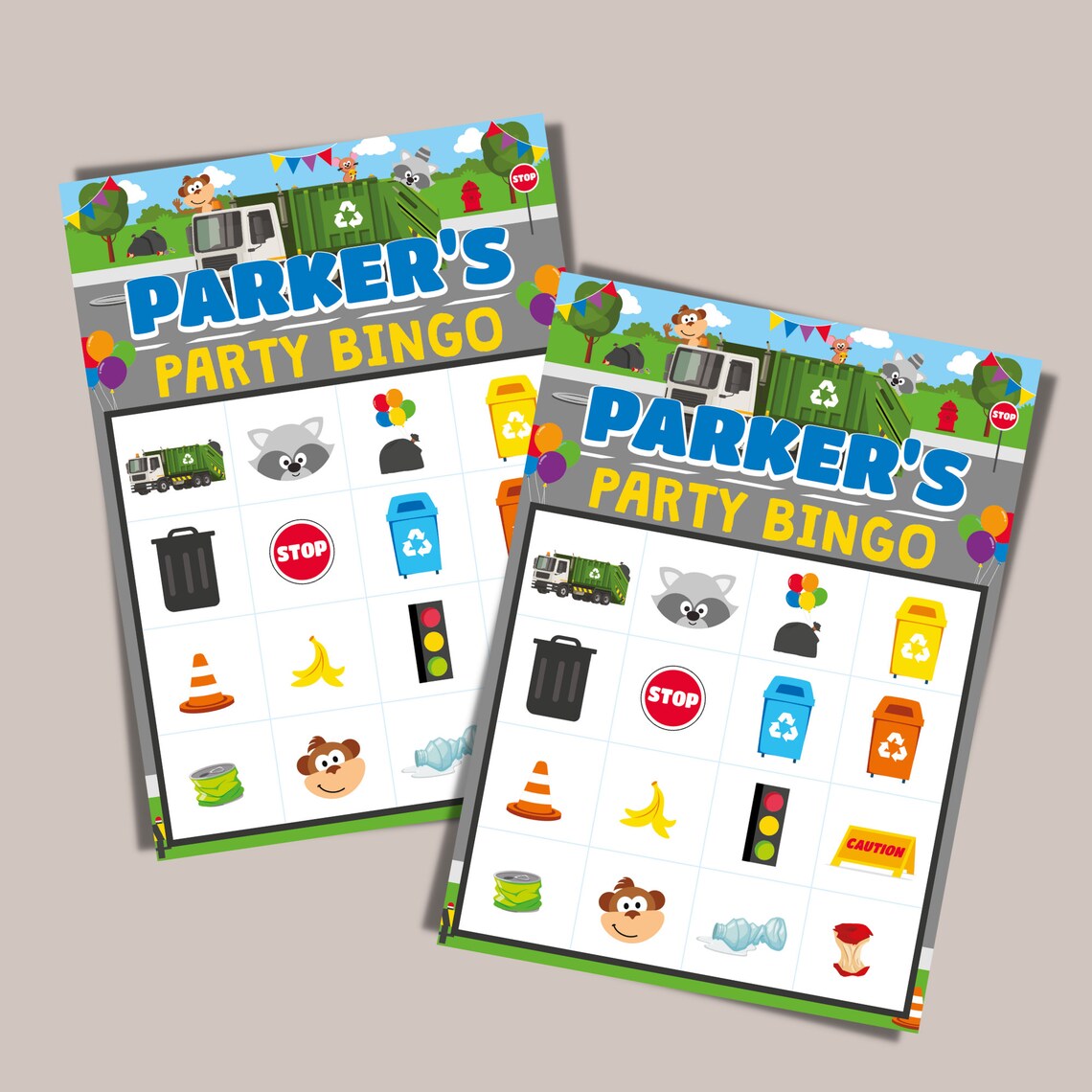 Garbage Truck Party Bingo Game/ Trash Bash Birthday Bingo Kids Party ...