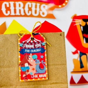 Circus Animals Party Favors Gift Tags EDITABLE Printable | Birthday ...