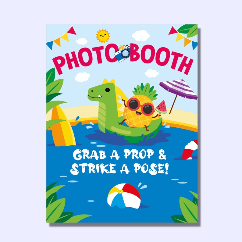 Summer Pool Party Photo Props Printable/ Beach Party Photo - Etsy