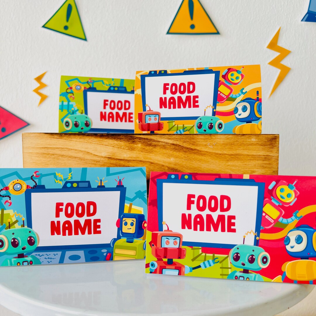 Robots Party Food Tent Label Cards EDITABLE Printable/ Robotics Science ...