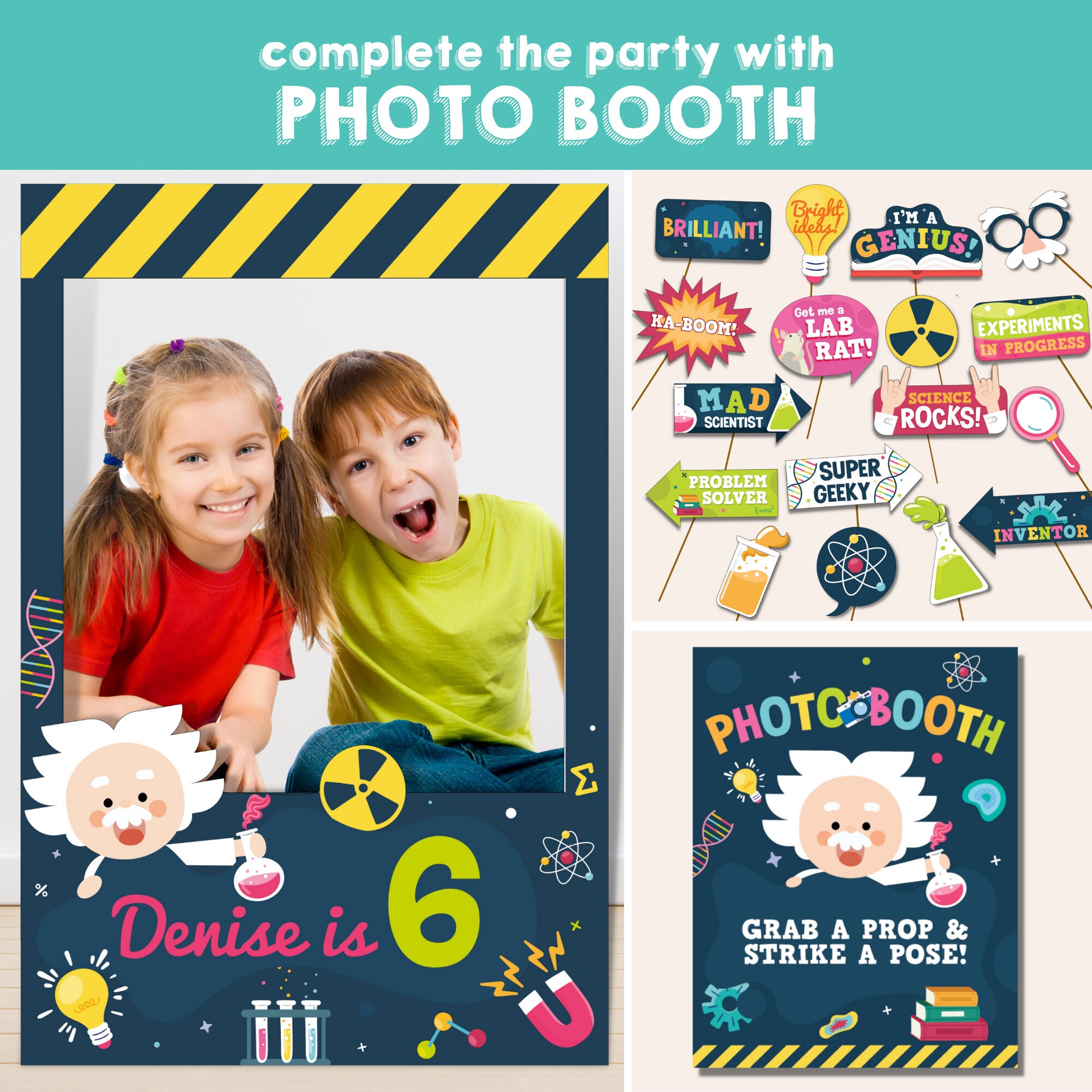 Science Birthday Pink Backdrop Editable Party Printable/ Scientist Pink ...