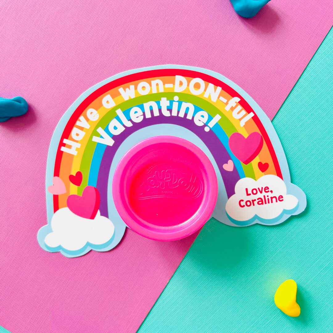 Won-doh-ful Rainbow Play-doh Valentine Favor Card Printable - Etsy