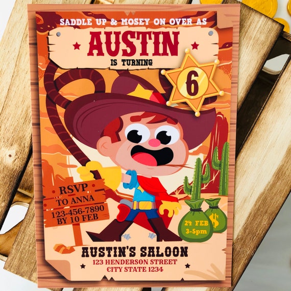 Cowboy Birthday Invitation/ Wild West Cowboy Invitation/ Wild Western ...
