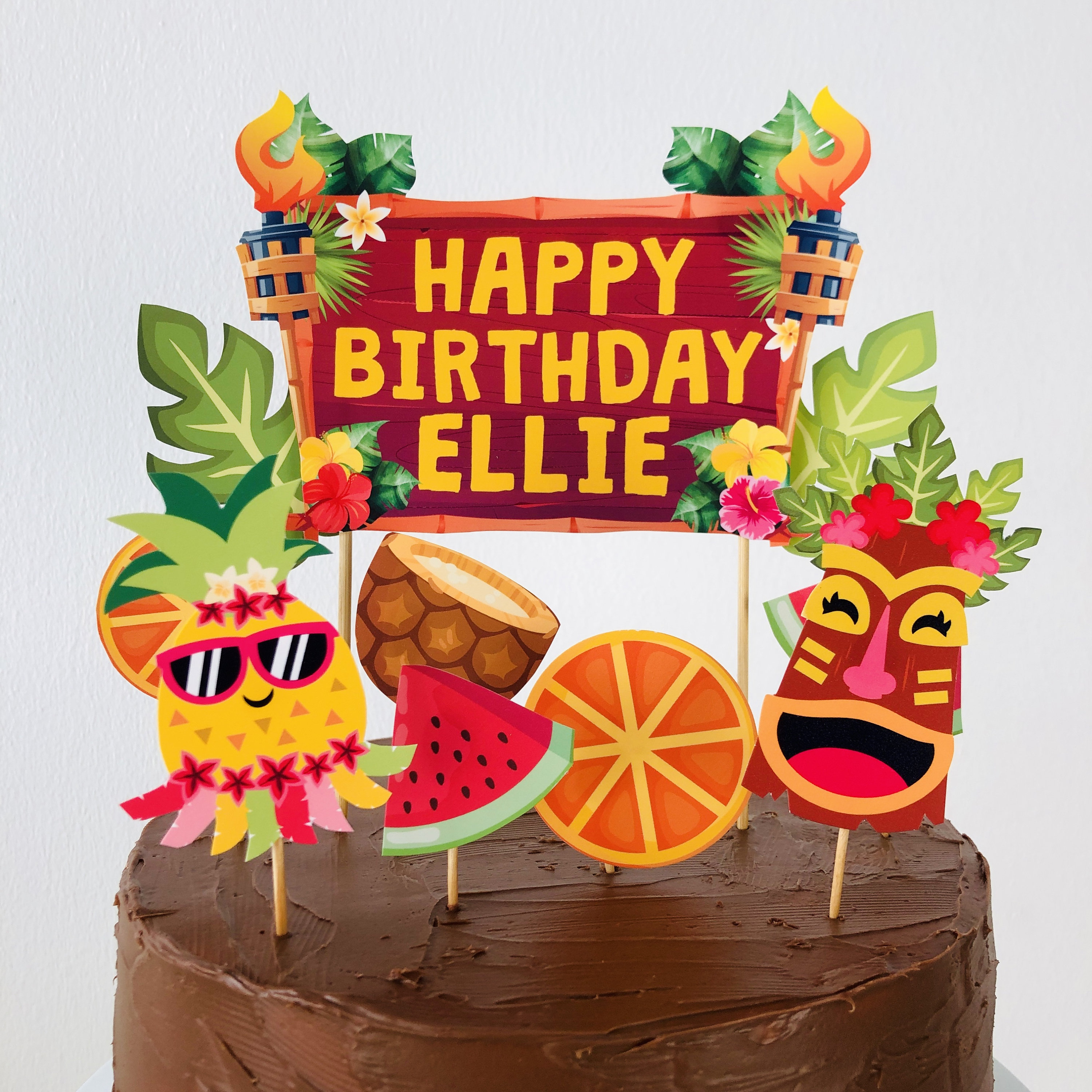 Luau Cake Topper Hawaiian Tiki Birthday Cake Topper Tropical Etsy