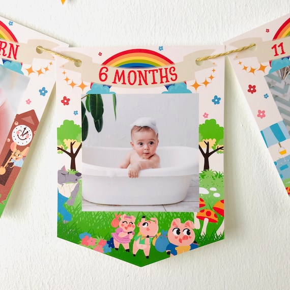 Baby Monthly Milestone Nursery Rhymes Photo Banner/ First Birthday ...