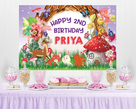 Enchanted Fairy Forest Birthday Backdrop EDITABLE Party Printable ...