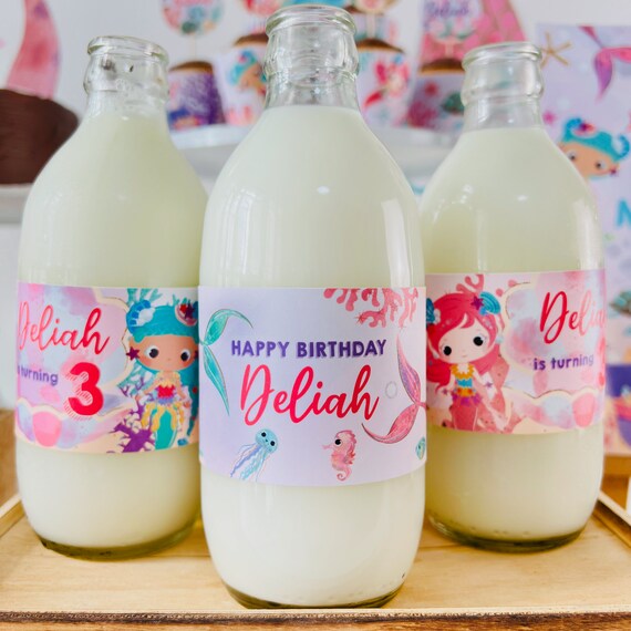 Mermaid Party Bottle Wrappers Editable Printable/ Mermaids Drink Labels ...