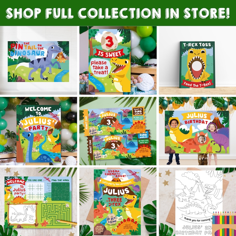 Dinosaur Birthday Party Bingo Game EDITABLE Printable | Prehistoric ...