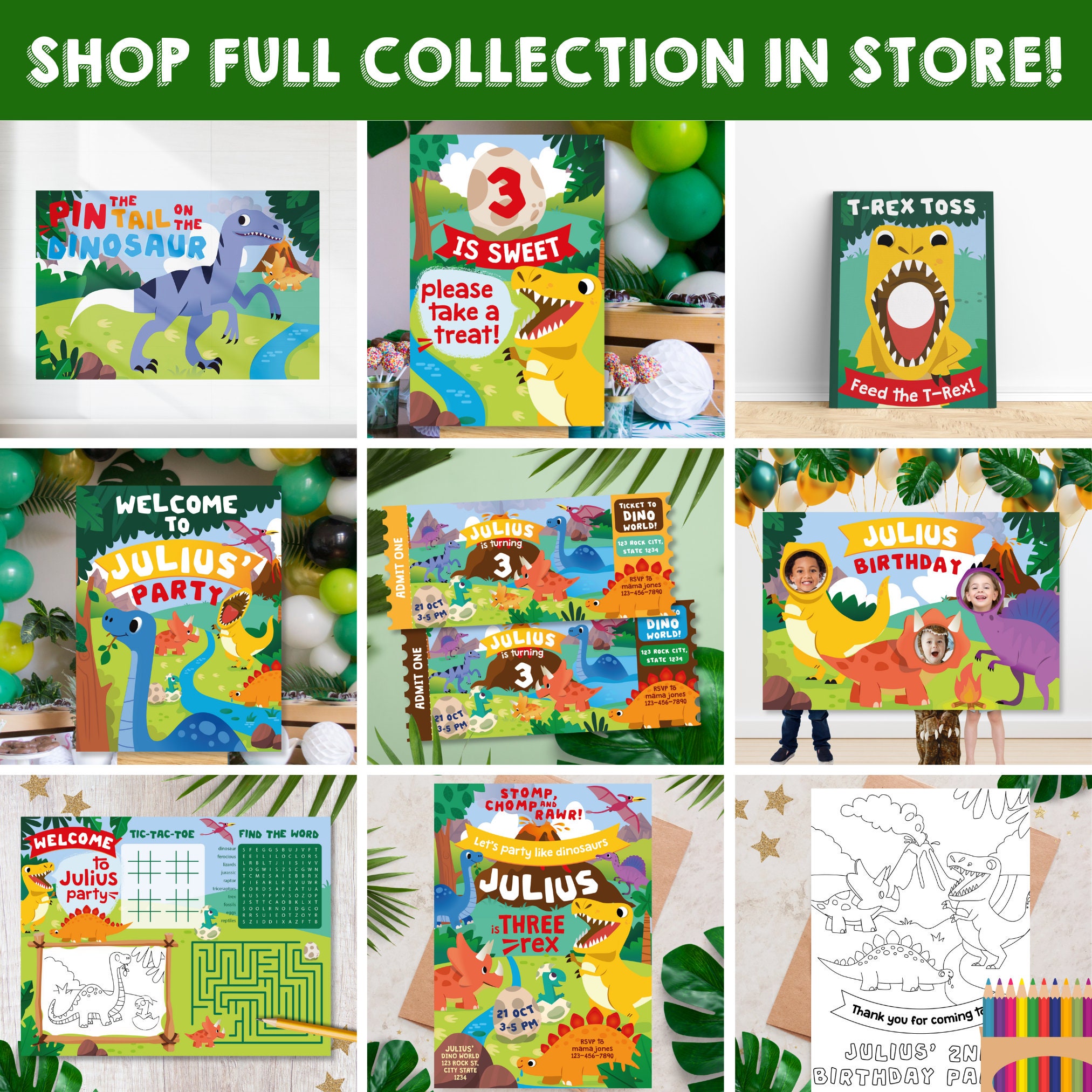 Dinosaur Birthday Party Bingo Game EDITABLE Printable | Prehistoric ...