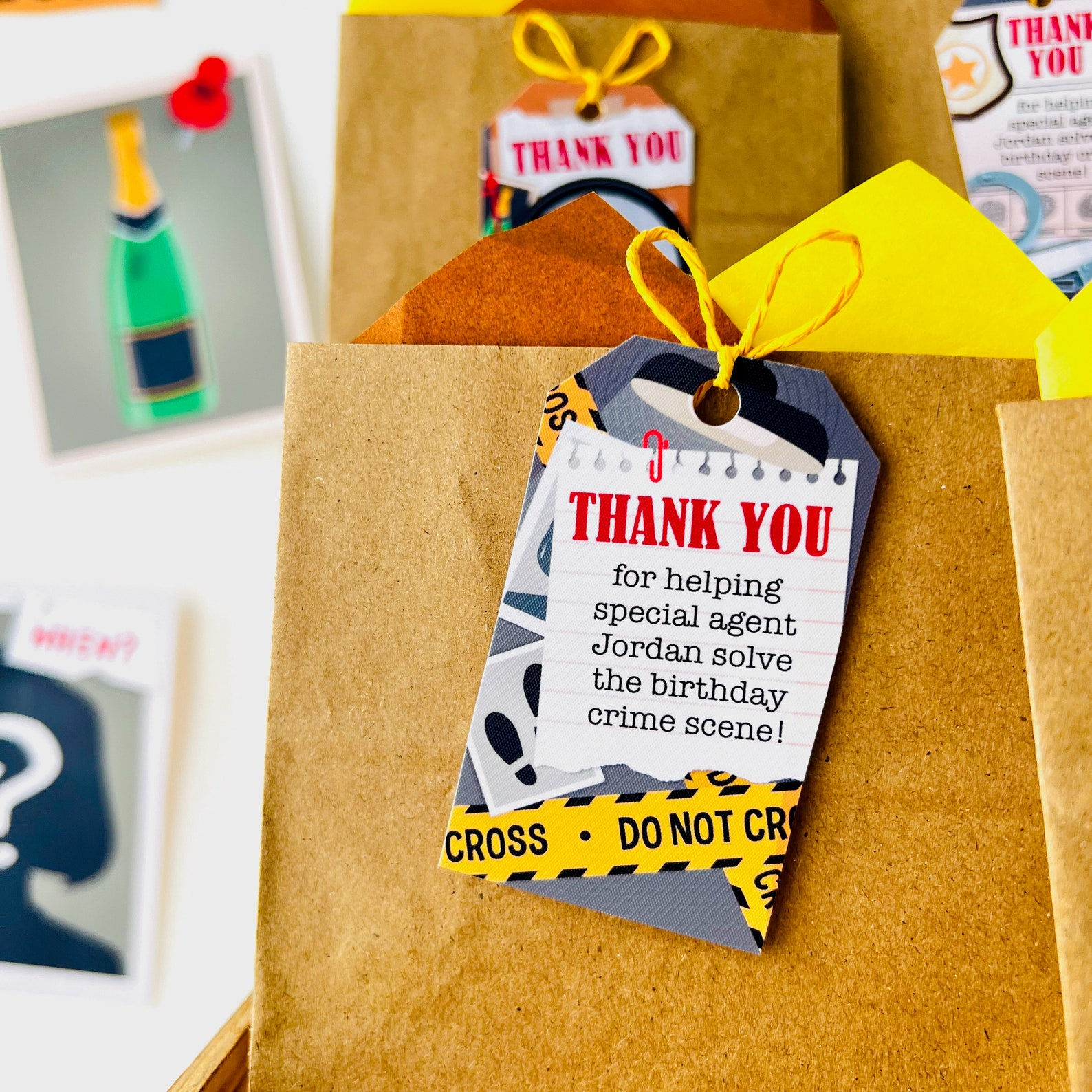 Detective Party Favors Gift Tags EDITABLE Printable | Murder Mystery ...