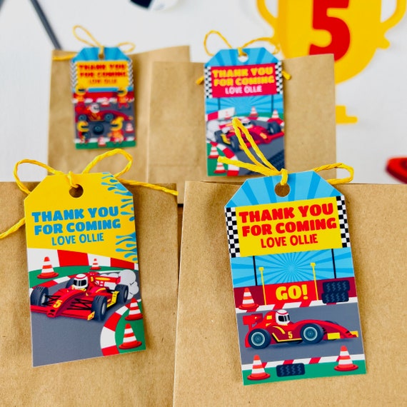 Car Racing Party Favors Gift Tags Editable Printable/ Race Car Party Tag/ Go Kart F1 Grand Prix ...
