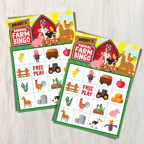 Old MacDonald Farm Party Bingo Game/ Animal Farm Barnyard Birthday ...