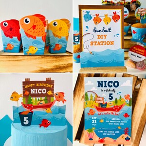 Fishing Party Decorations Printables Editable / Gone Fishing Birthday ...
