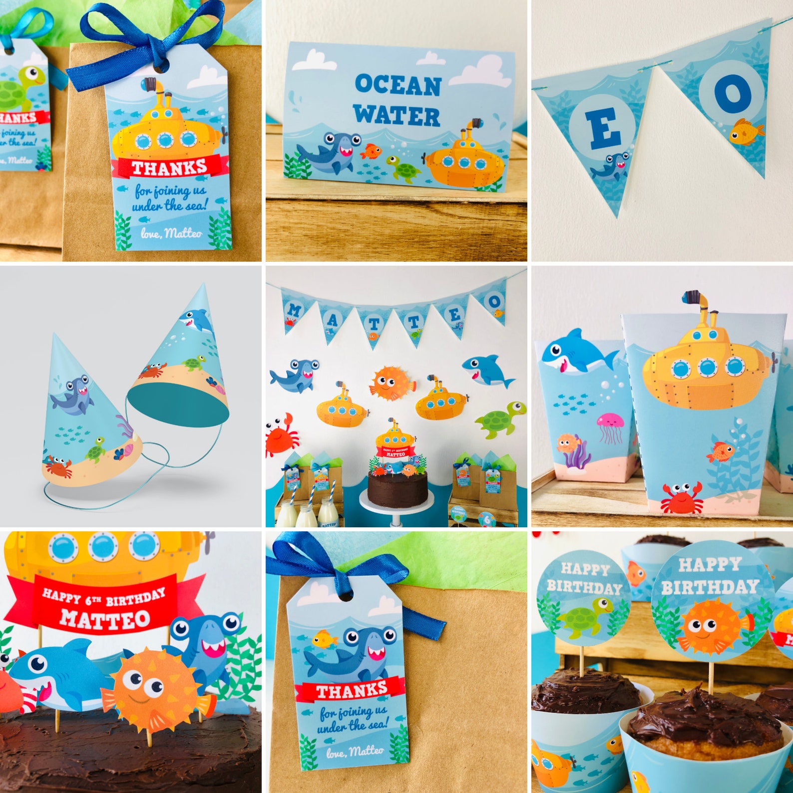 Yellow Submarine Birthday Party Decorations Printable Kit (EDITABLE) - Etsy