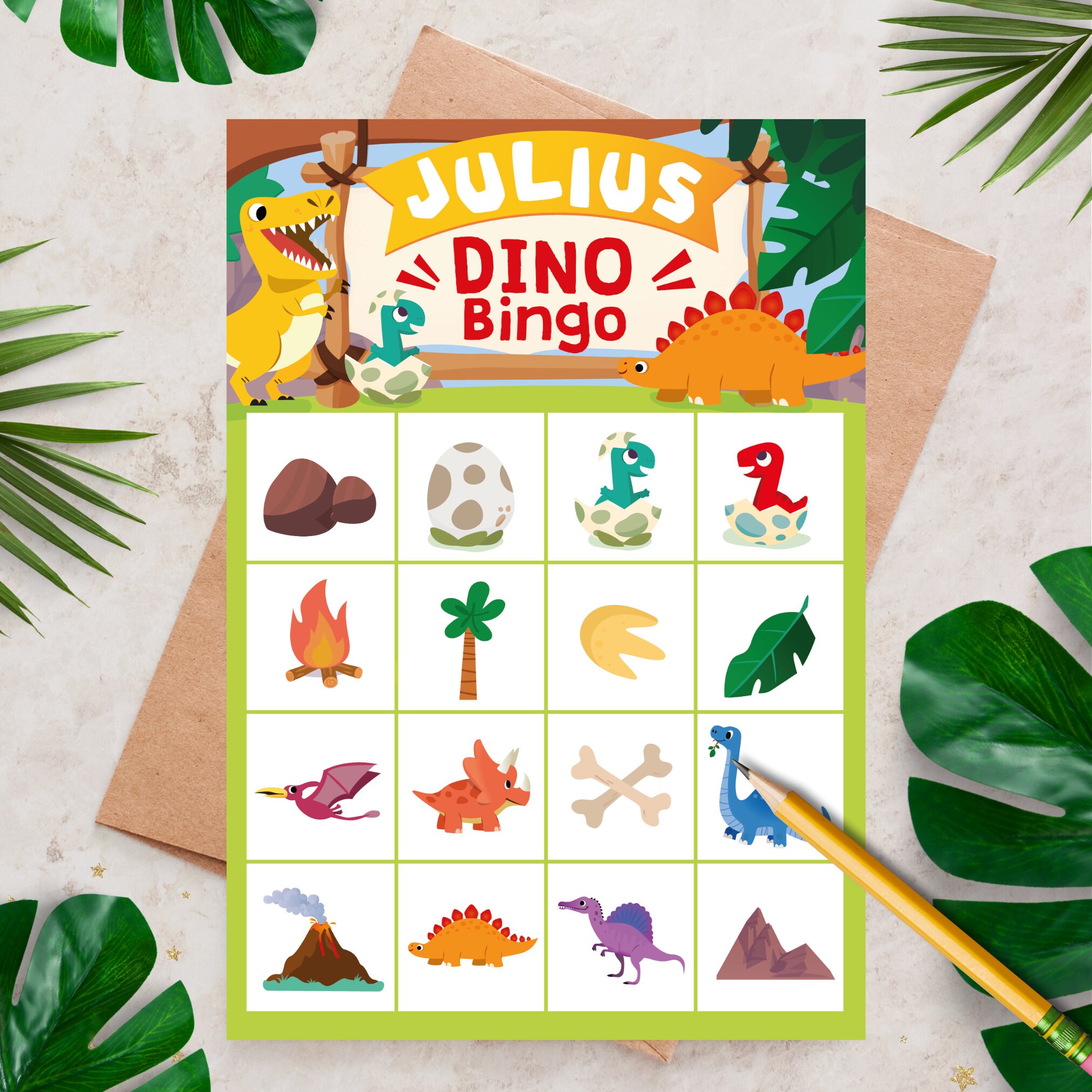 Dinosaur Birthday Party Bingo Game EDITABLE Printable | Prehistoric ...