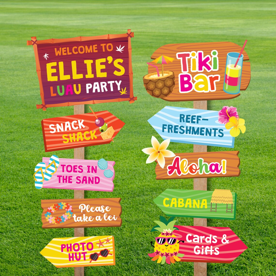 Luau Party Signs/ Hawaiian Party Sign/ Summer Tropical Party | Etsy