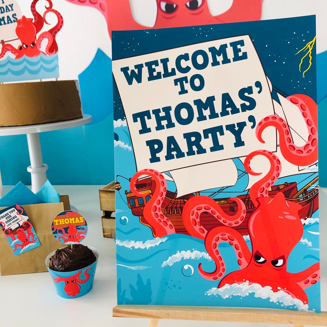 Kraken Party Sign Printable/ Octopus Party Welcome Sign/ Sea Monster ...